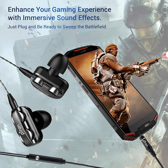 pTron Boom Ultima V2 Dual Driver, in Ear Gaming Wired Earphones with M ...